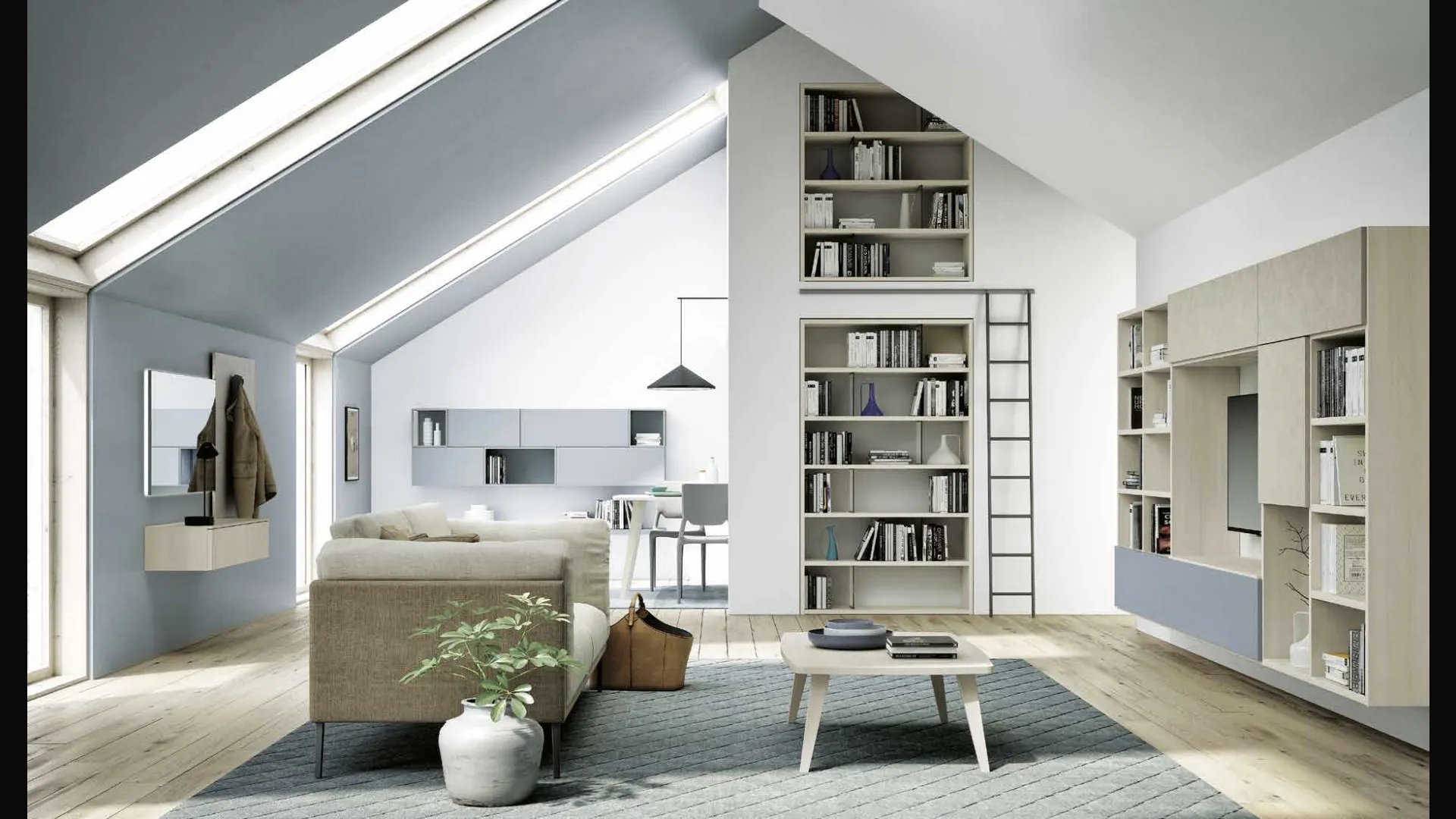 Parete Attrezzata sospesa Nordic di Spagnol Mobili